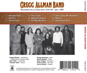 1983 Gregg Allman Band Live Release, Uncle Sam’s, Available for Pre ...
